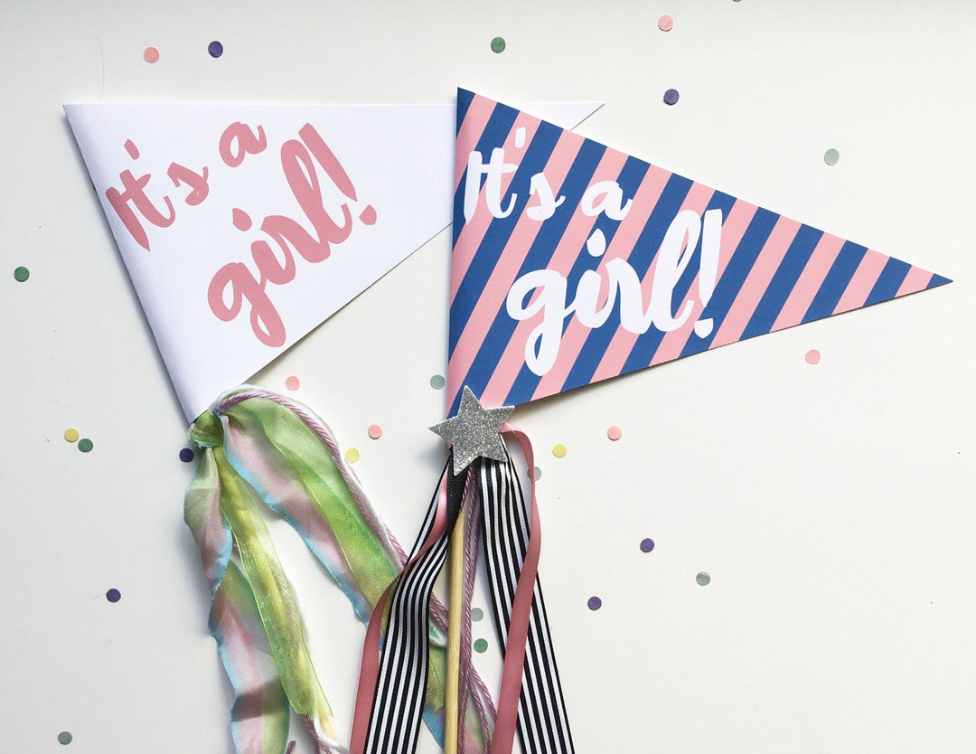 It's a Girl Pennant Flags and Mini Flags | Gender Reveal Flag | Baby ...