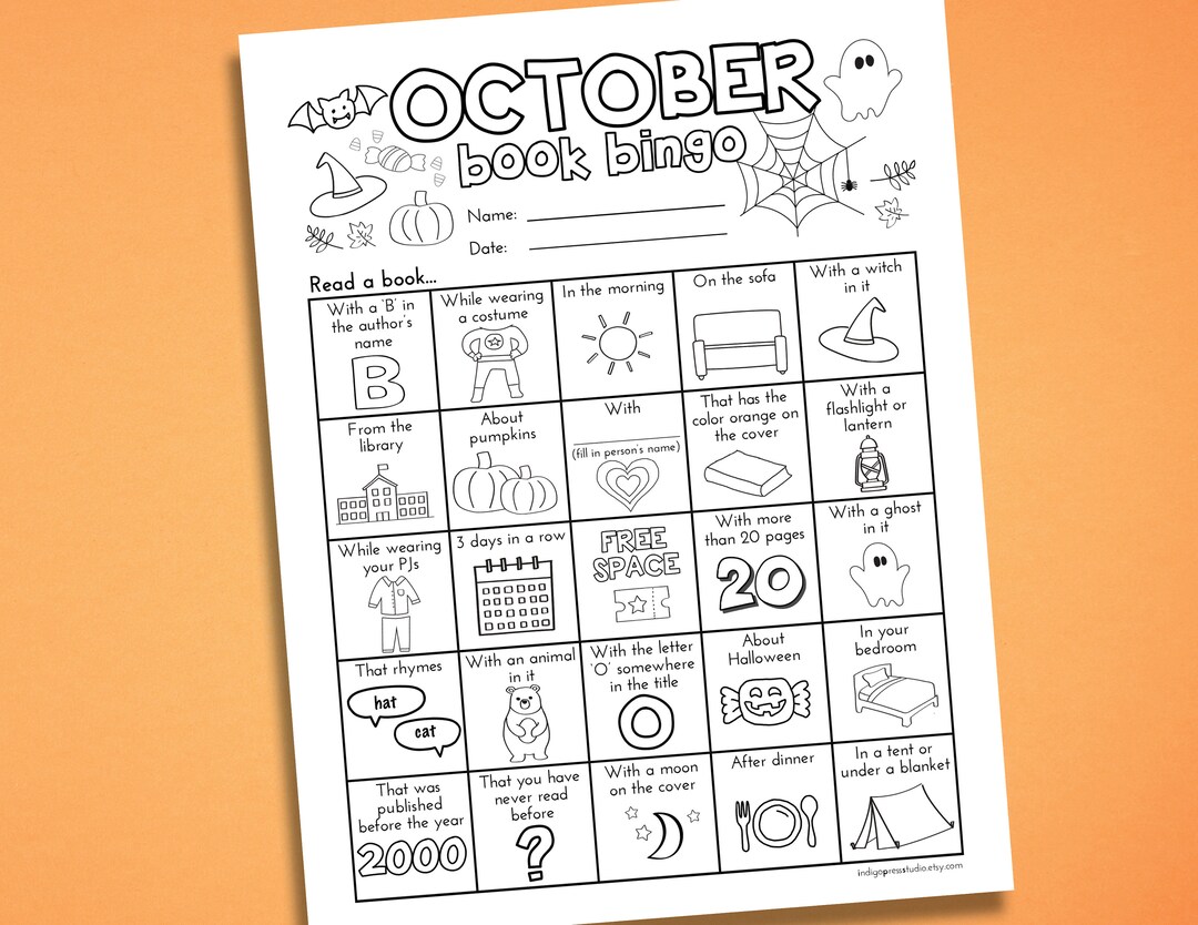 October Book Bingo and Reading Log for Kids | Halloween-themed Reading ...