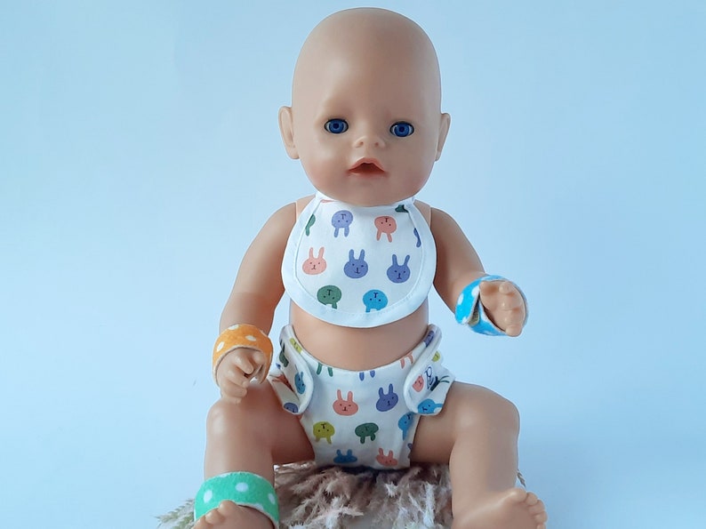 Doll Diaper Set Bib, Diaper Pants Rabbit, Doll Clothes Baby Born, Cloth ...