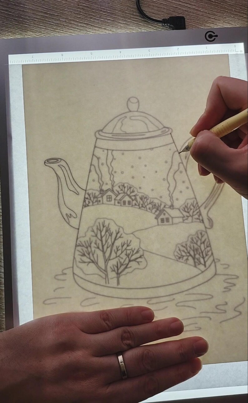 Cozy Winter Teapot Painting, Outline to Trace, Printable Watercolor Art ...
