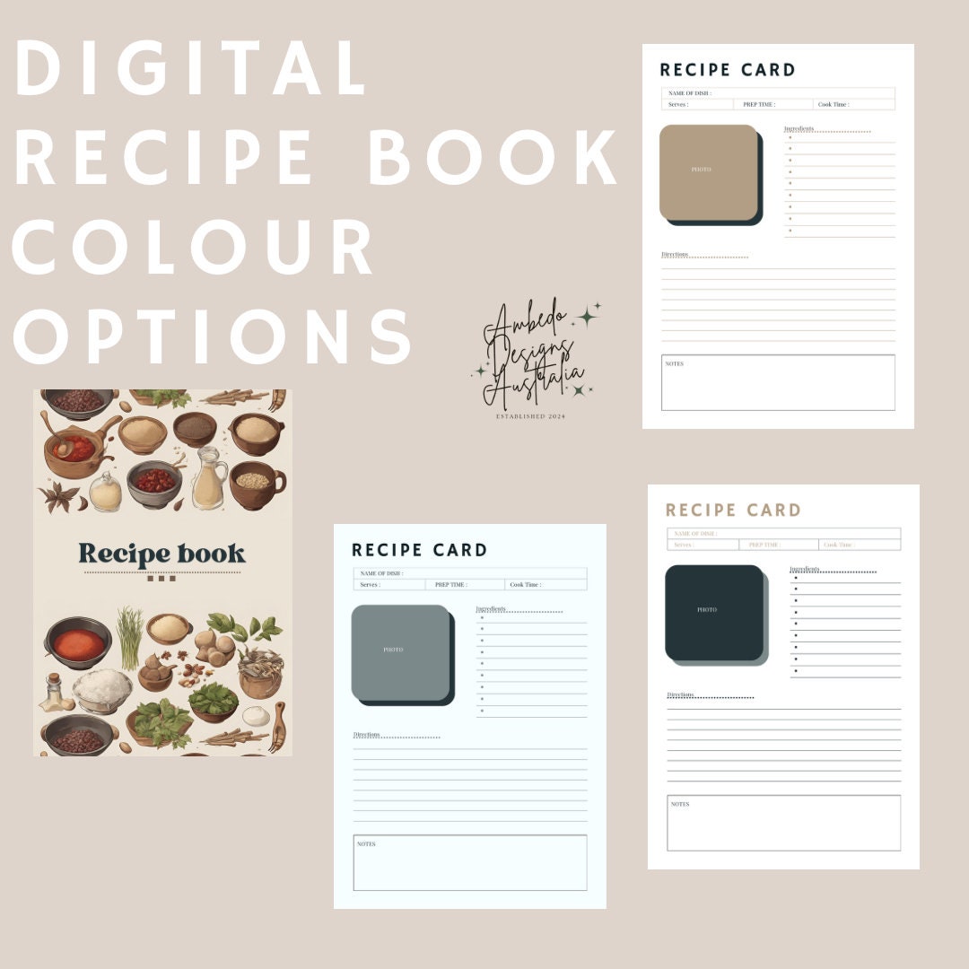 Digital Editable and Printable Recipe Book, Daily Recipe Planner ...