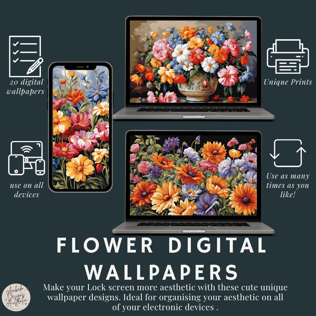 Digital Desktop Wallpaper, Digital Electronic Device Wallpaper, Flower ...