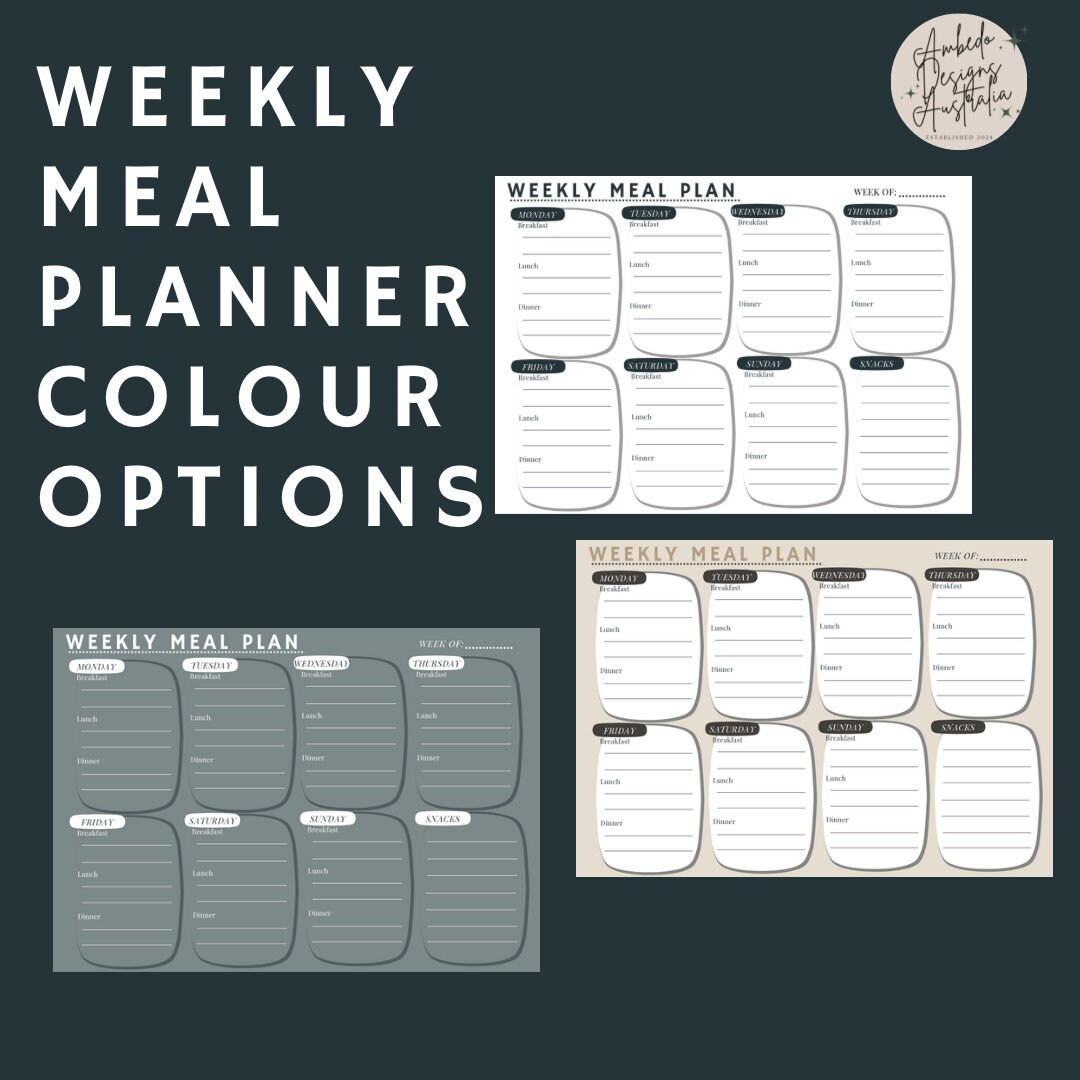 Digital Editable and Printable Weekly Planner, Weekly Food Planner ...
