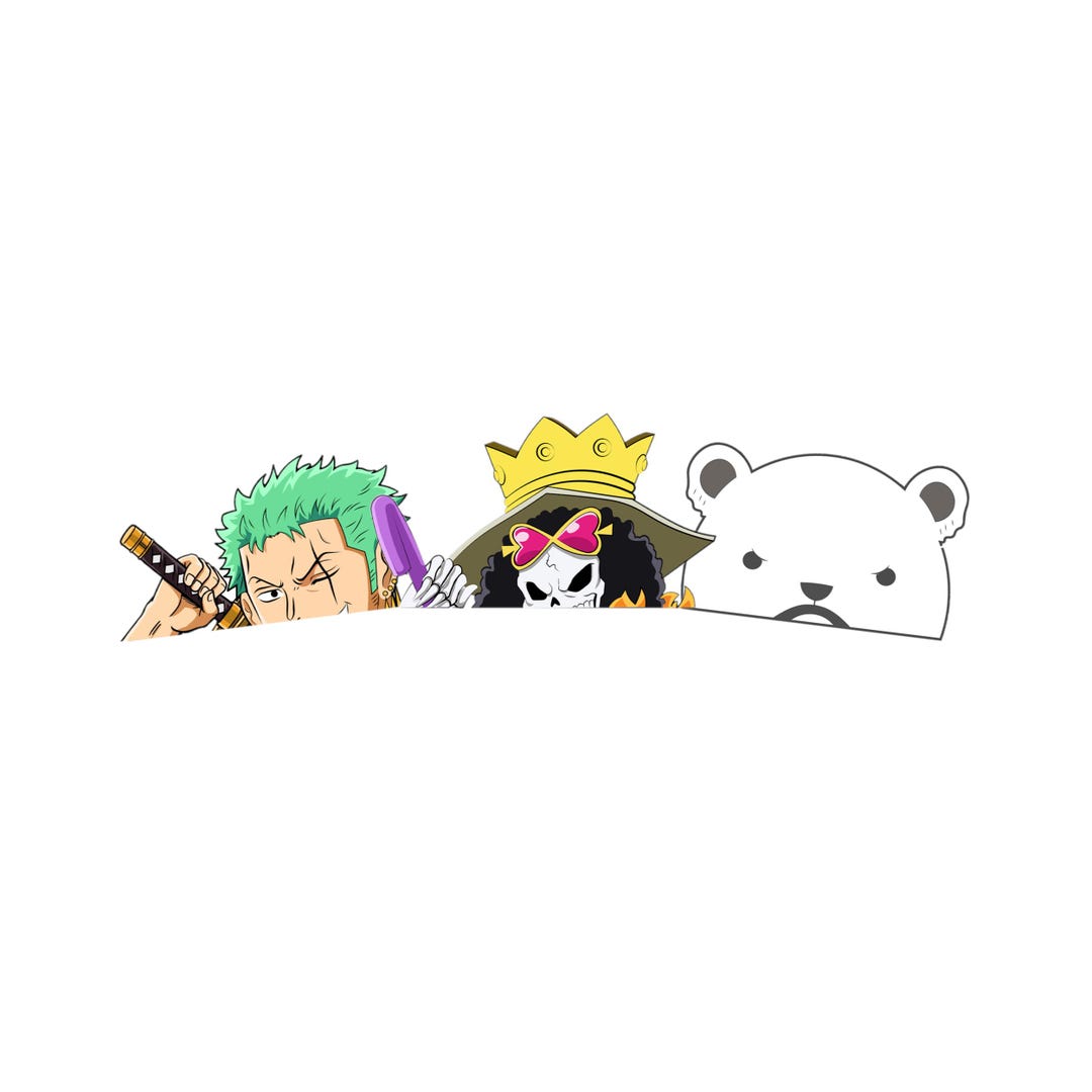 One Piece Zoro, Brook & Bepo Anime Manga Decal Peeker Stickers for Cars ...