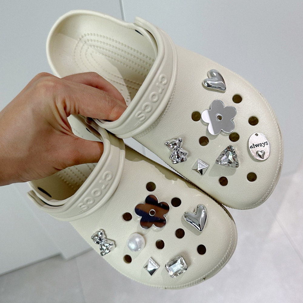 Silver Croc Charm Set for Girls Boys Cool Croc Pin Shoe Charm for Women ...