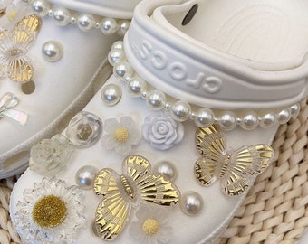 Cute Pearl Croc Charms for Girls Full Set Glitter Croc Pin Shoe Charm ...