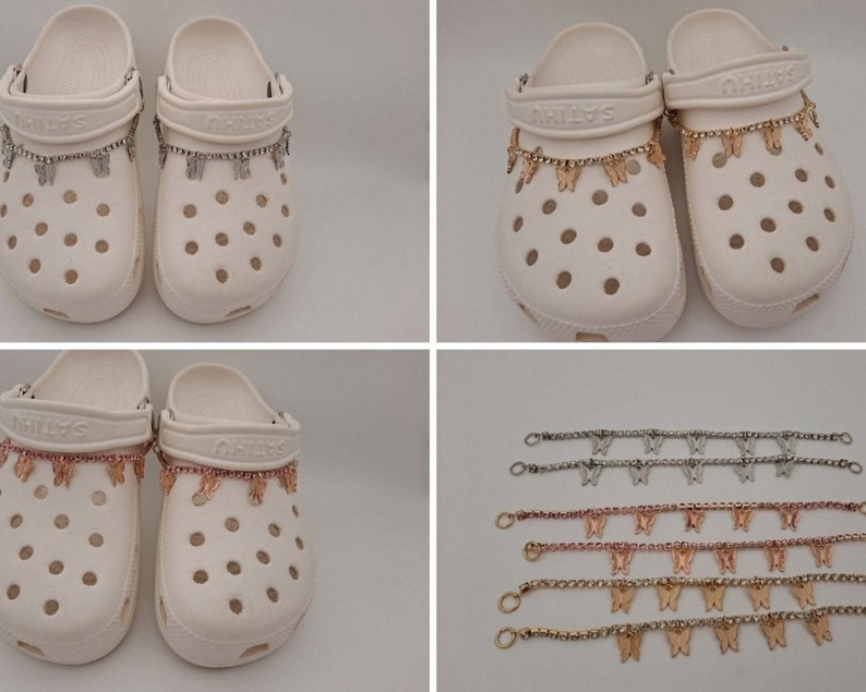 Bling Butterfly Croc Charms for Girls Cute Croc Chain Shoe Charm for ...