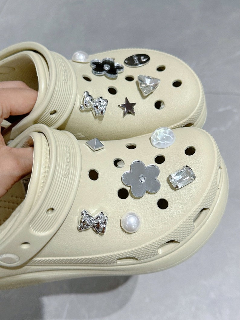 Silver Croc Charm Set for Girls Boys Cool Croc Pin Shoe Charm for Women ...