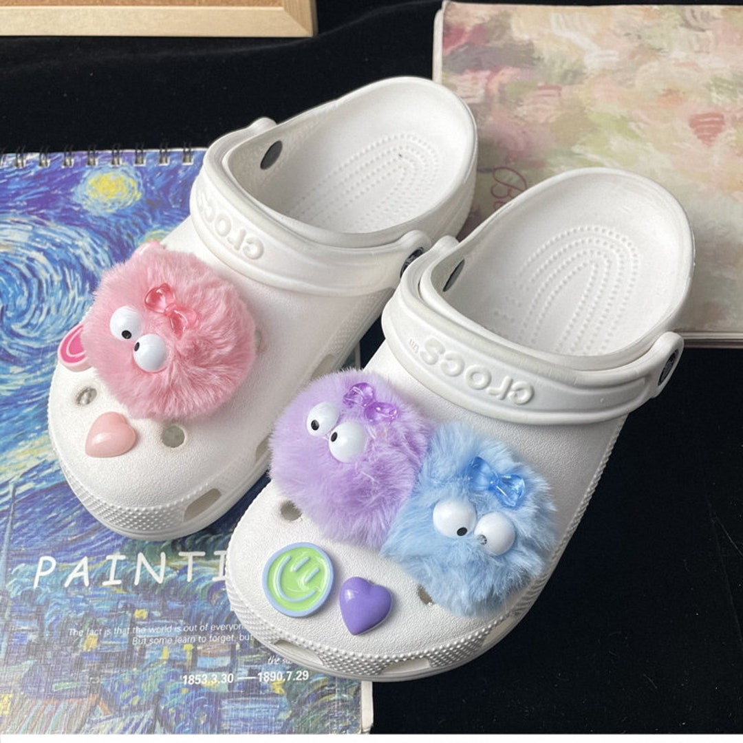 Cute Pom Croc Charms Set for Girls Croc Pin Shoe Charm for Women ...