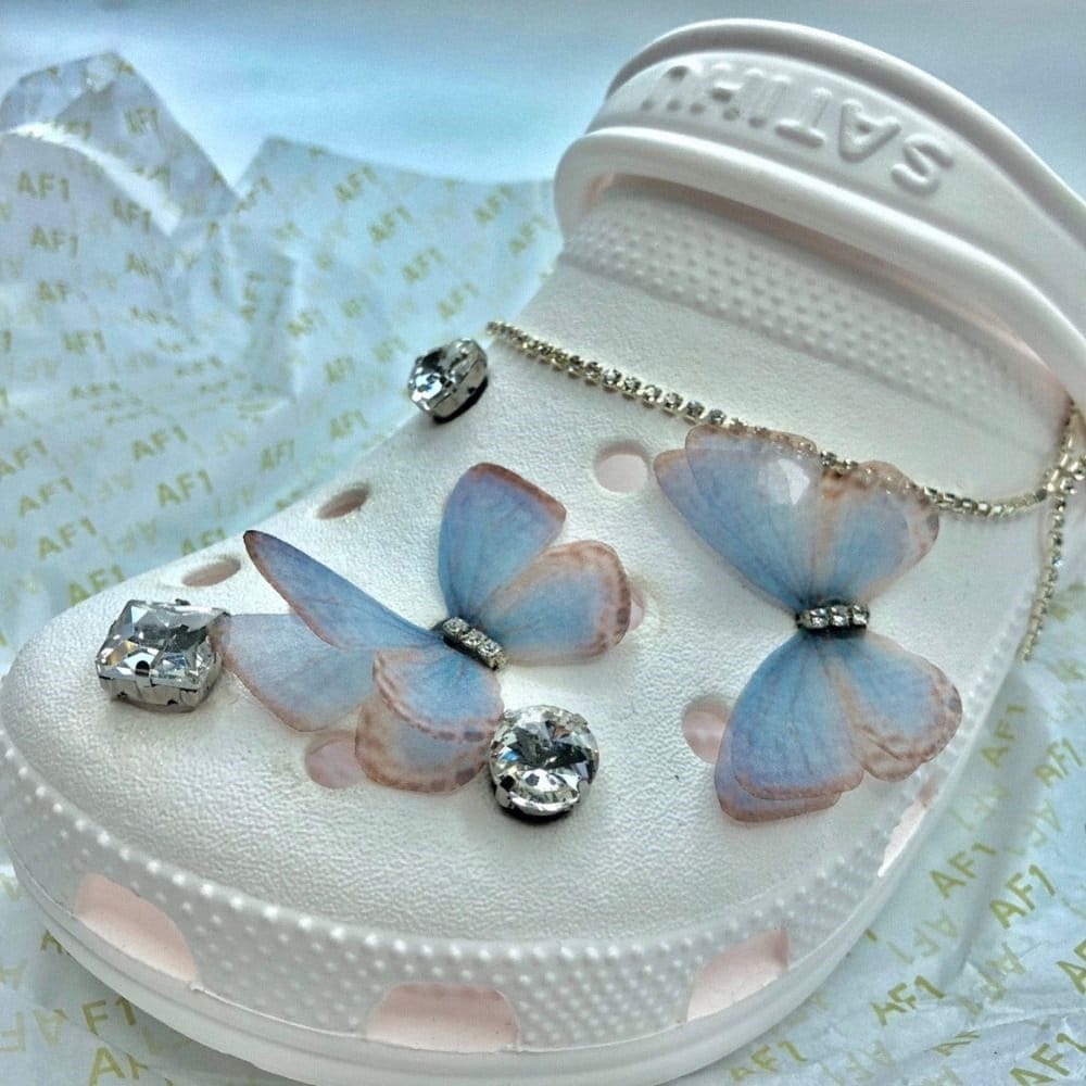 12pcs Cute Butterfly Croc Charms Set for Girls Diamond Croc Pin Shoe ...
