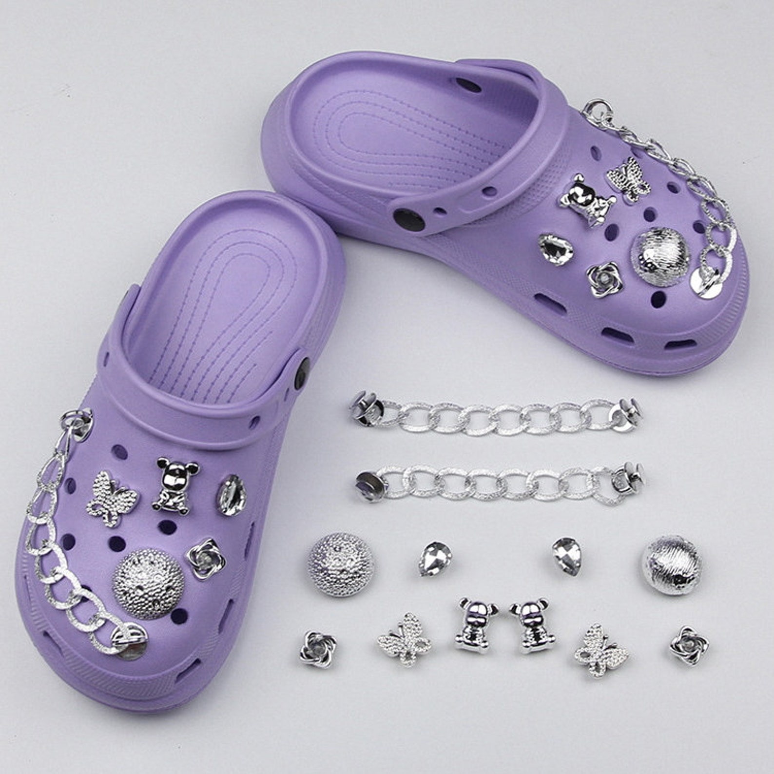 Silver Croc Charms Set Croc Pin Shoe Charm for Women Personalized Croc ...
