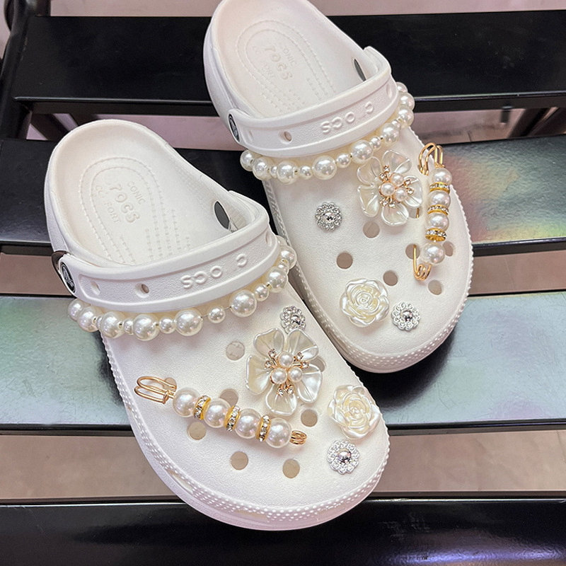 Cute Pearl Croc Charms for Girls Full Set Glitter Croc Pin Shoe Charm ...