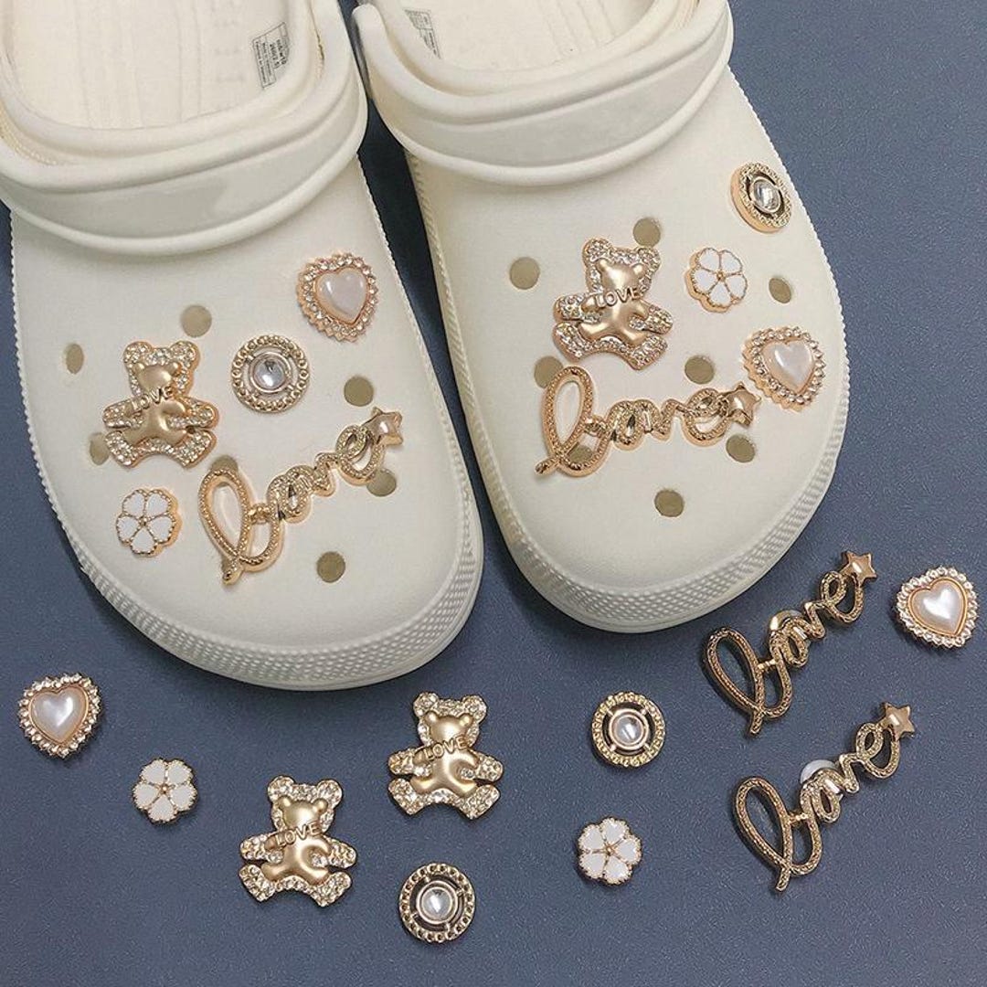 Bling Gold Charms for Girls Glitter Croc Pin Shoe Charm for Women ...