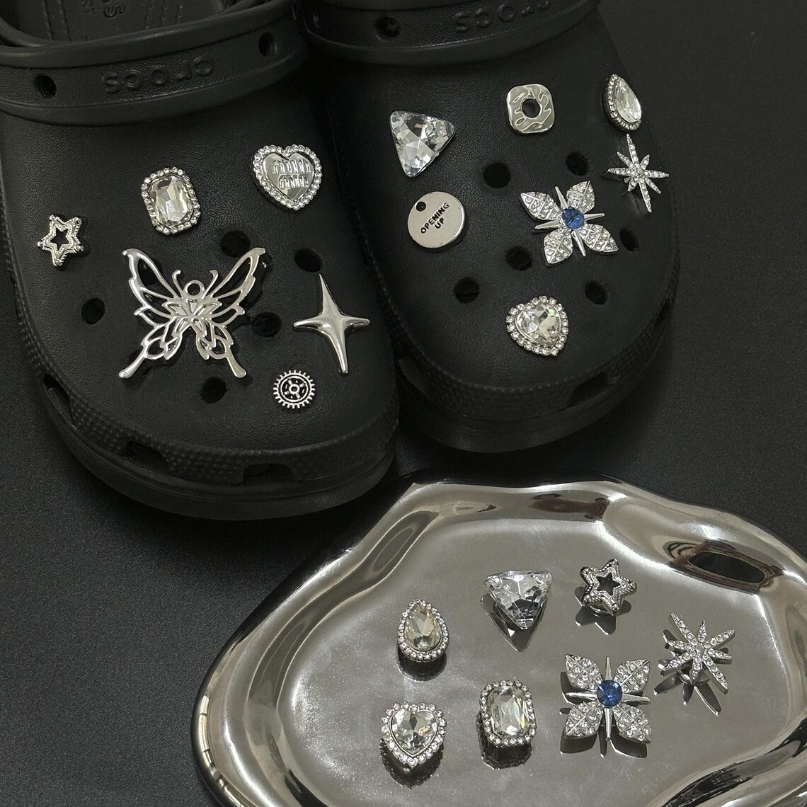 Butterfly Bling Croc Charm Set for Girls Kawaii Croc Pin Luxury Shoe ...
