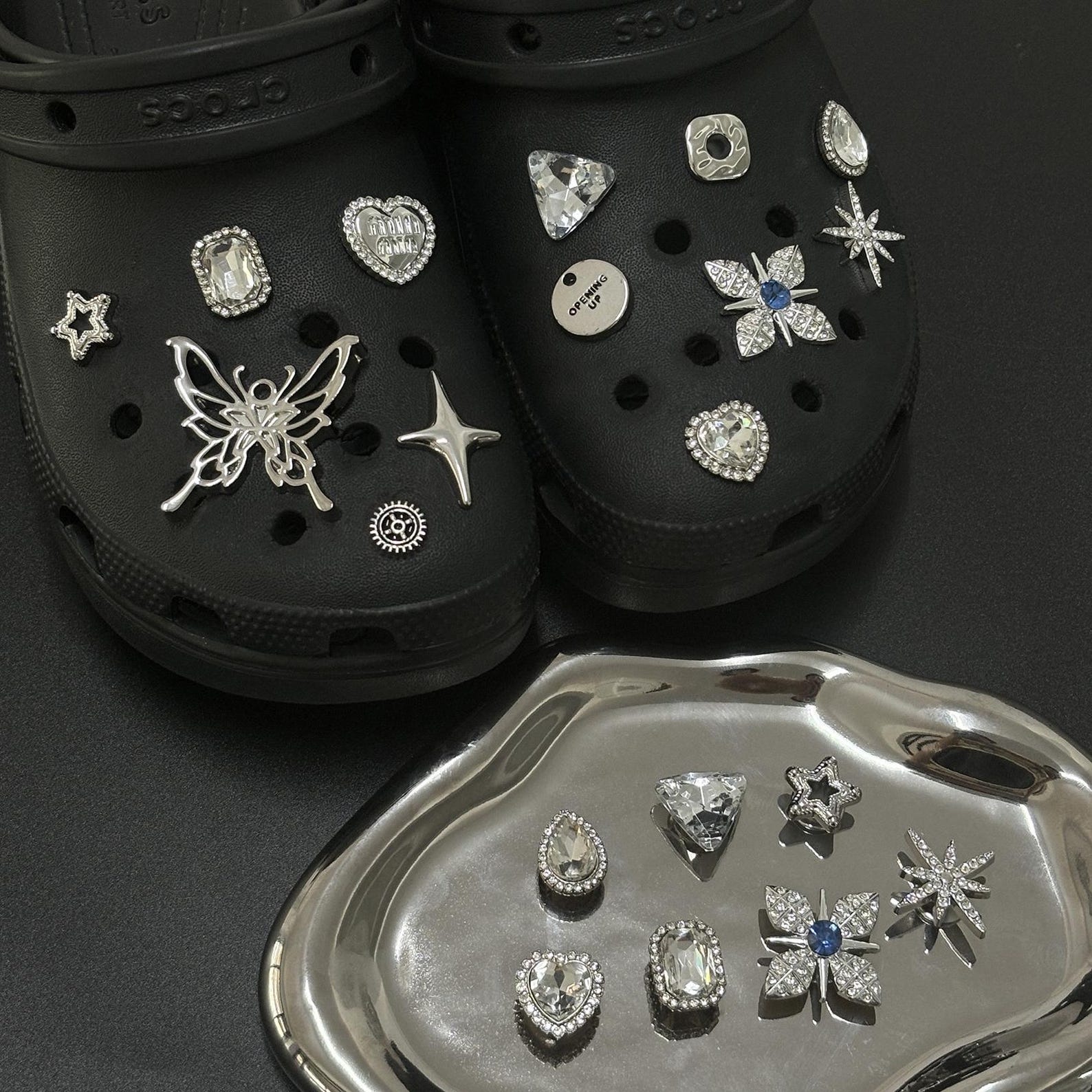 Butterfly Bling Croc Charm Set for Girls Kawaii Croc Pin Luxury Shoe ...