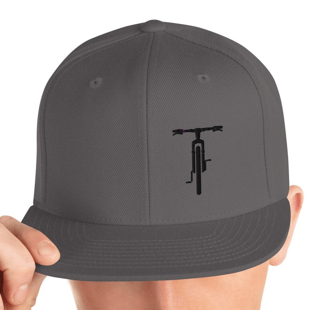 Mountain Bike Embroidered Hat With Adjustable Snap Back Fit - Dark Gray ...
