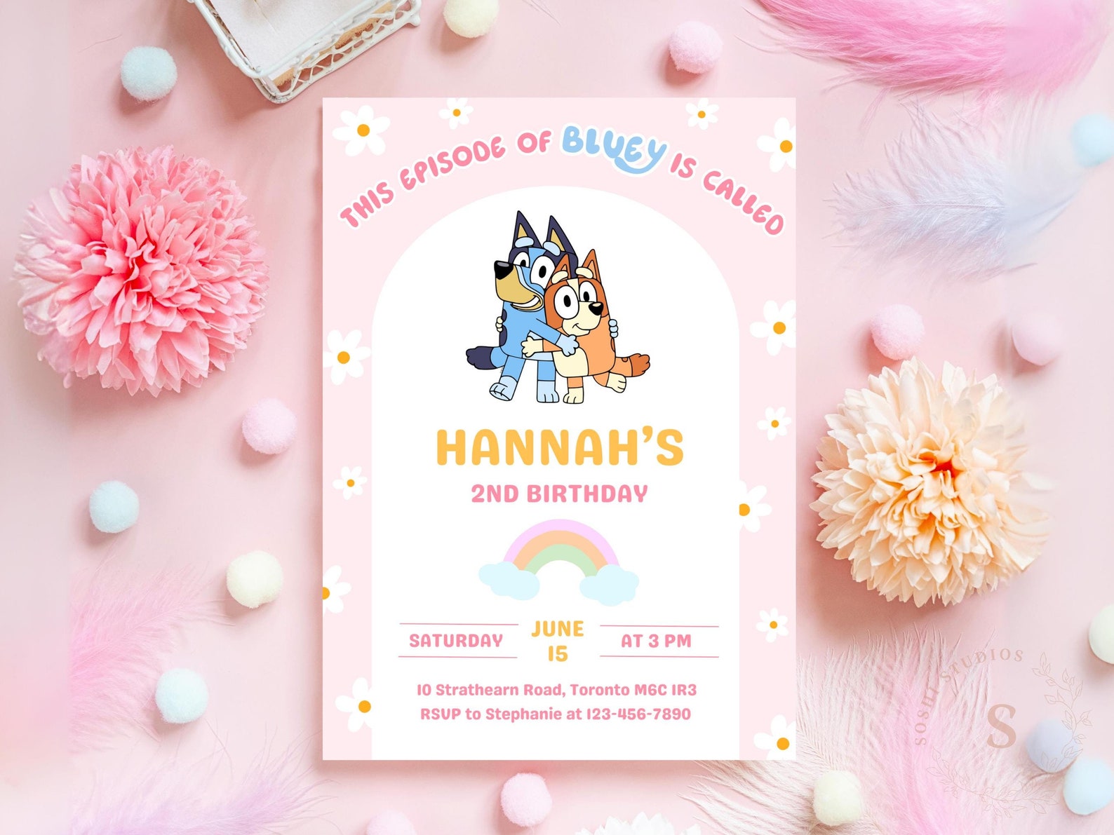 Bluey Girl Party Digital Invitation, Bluey Birthday Invitation Template ...
