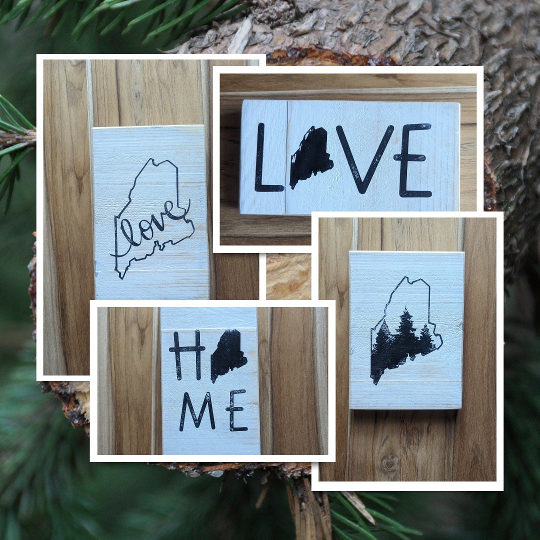 Reclaimed Wood Maine Wall Decor Signs, Home Decor, Gift, Wedding ...
