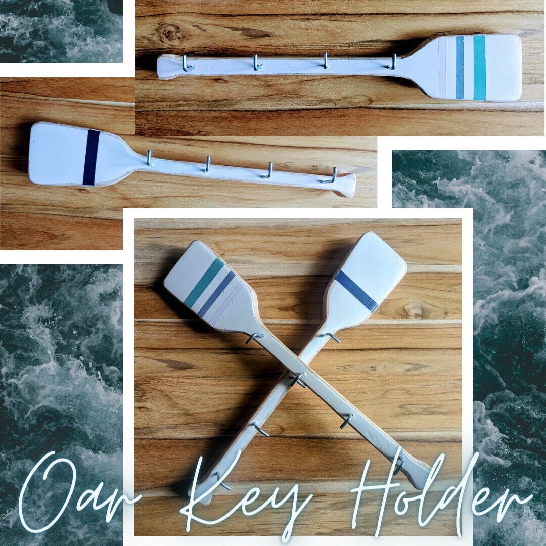 Reclaimed Wood Oar Key Holder Hooks, Entry, Organizer, Gift, Coastal ...