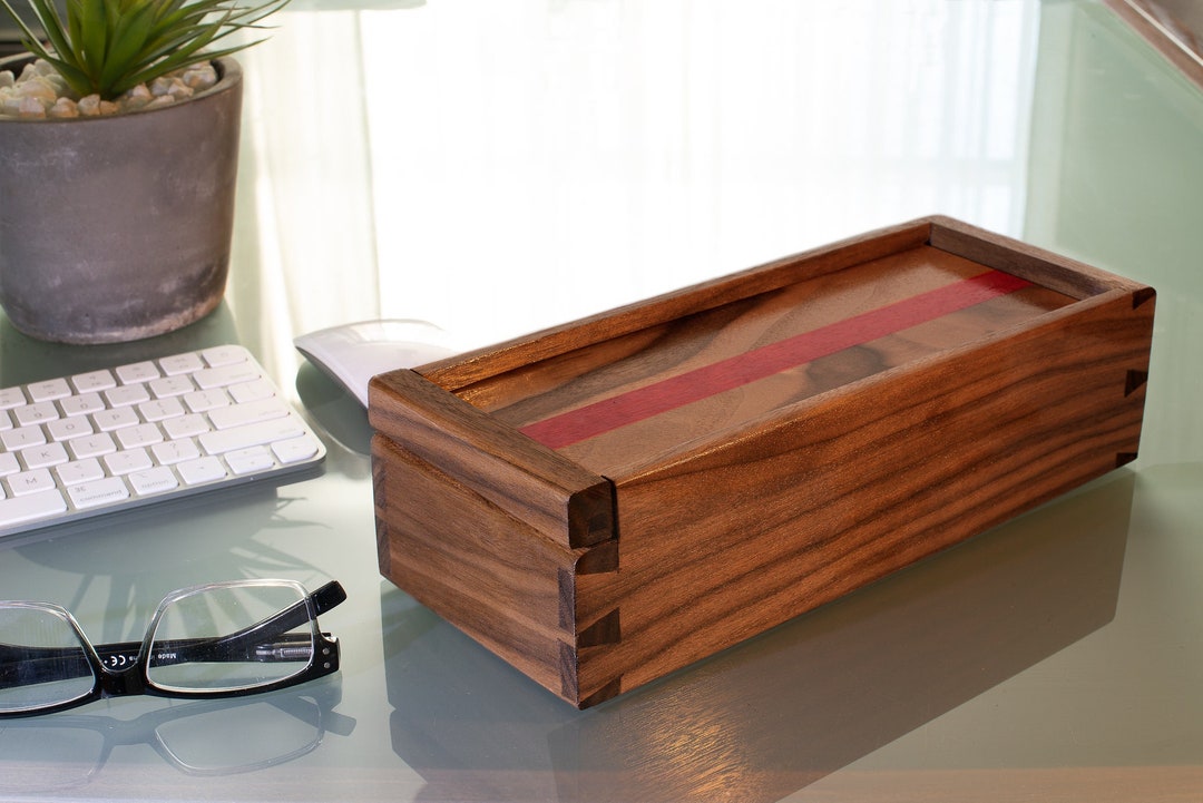 Hand Crafted Sliding Lid Dovetail Box Made of Walnut and Accented With ...