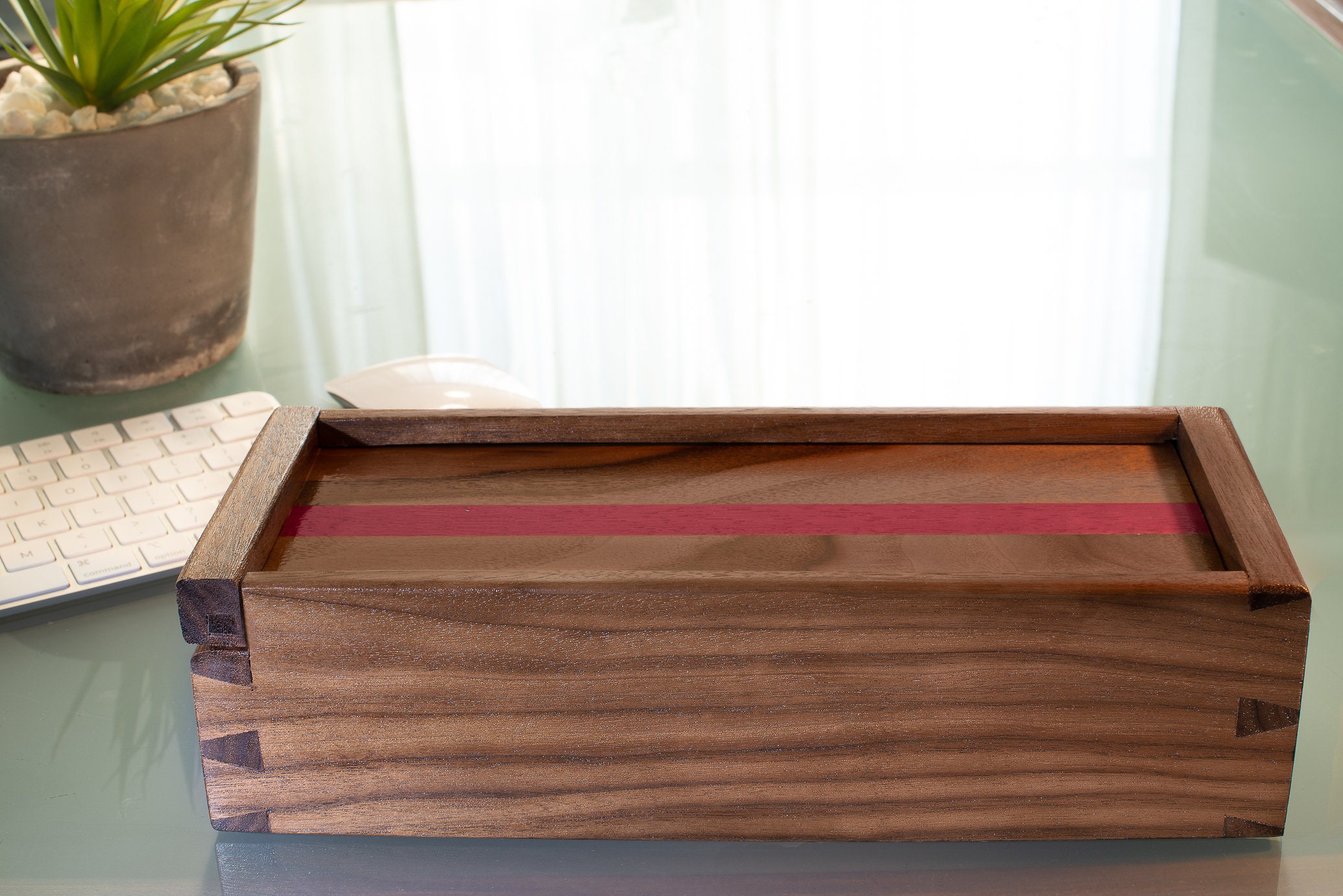 Hand Crafted Sliding Lid Dovetail Box Made of Walnut and Accented With ...