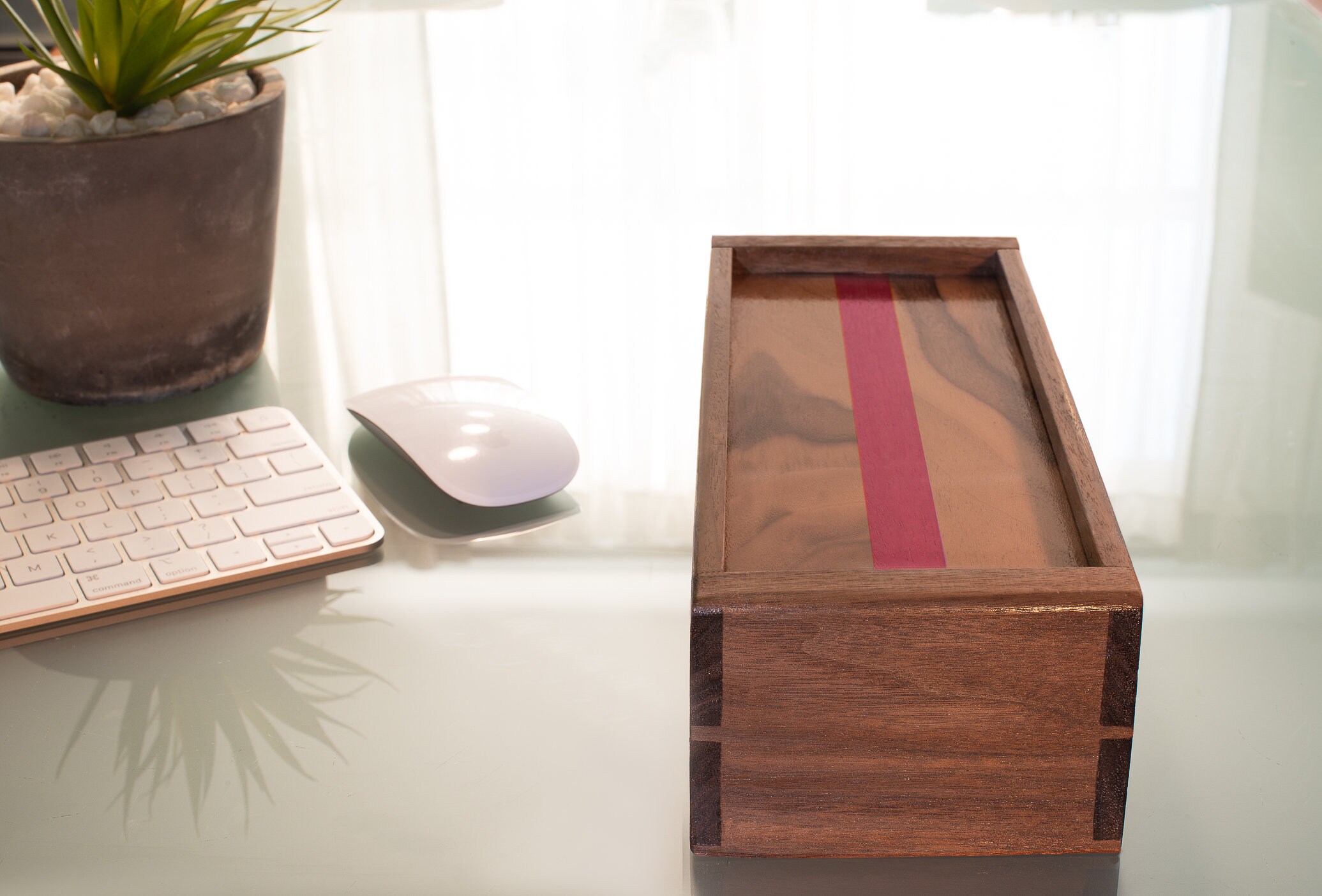 Hand Crafted Sliding Lid Dovetail Box Made of Walnut and Accented With ...