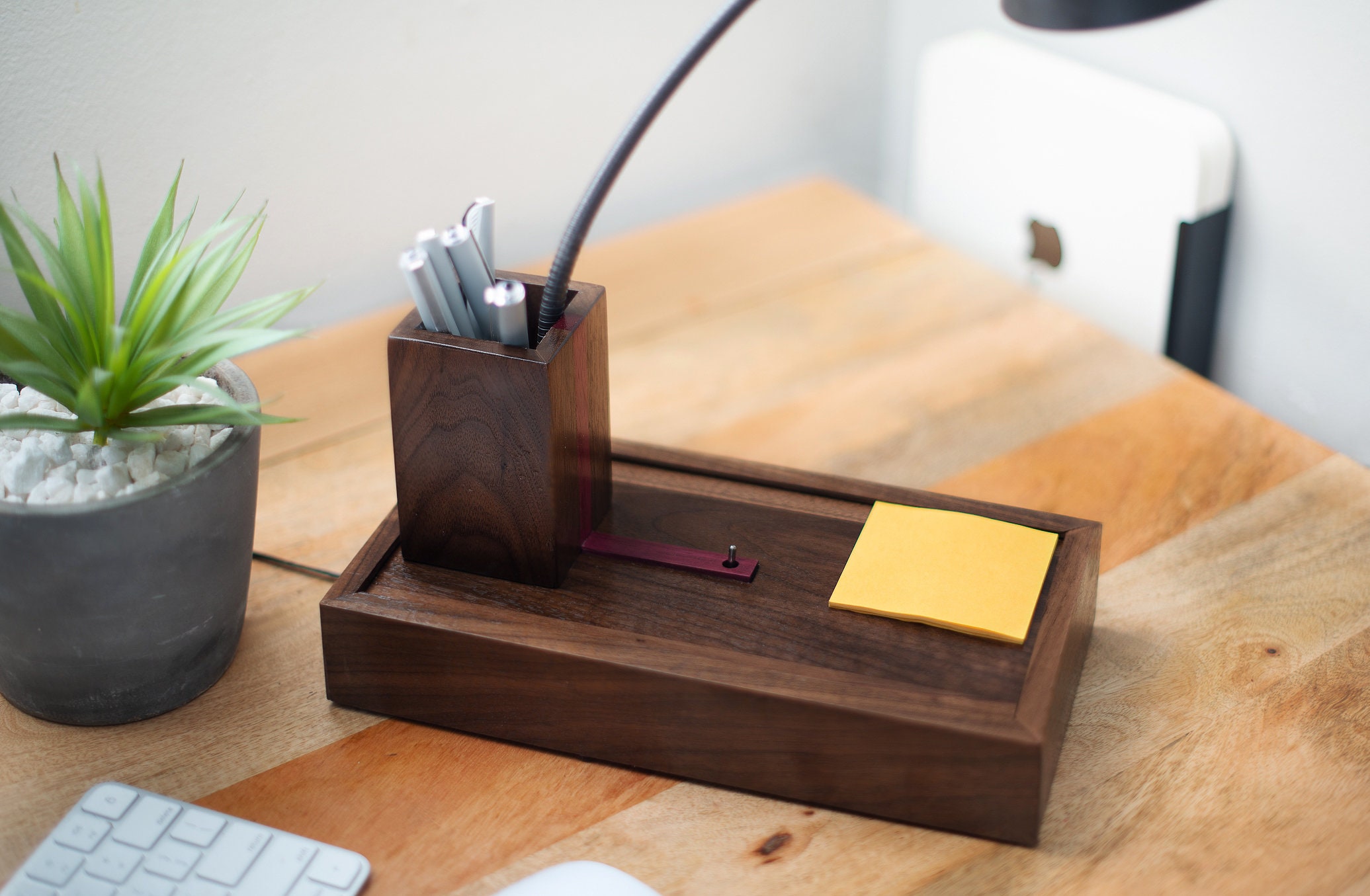 Save Desk Footprint With This Custom Lamp Base With Pen Cup and Mini ...