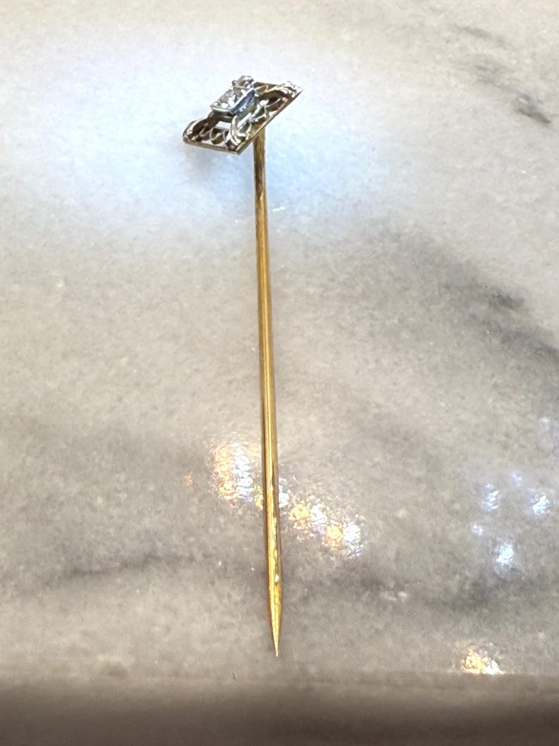 Vintage 14K Diamond Art Deco Stick Pin by Krementz - Etsy