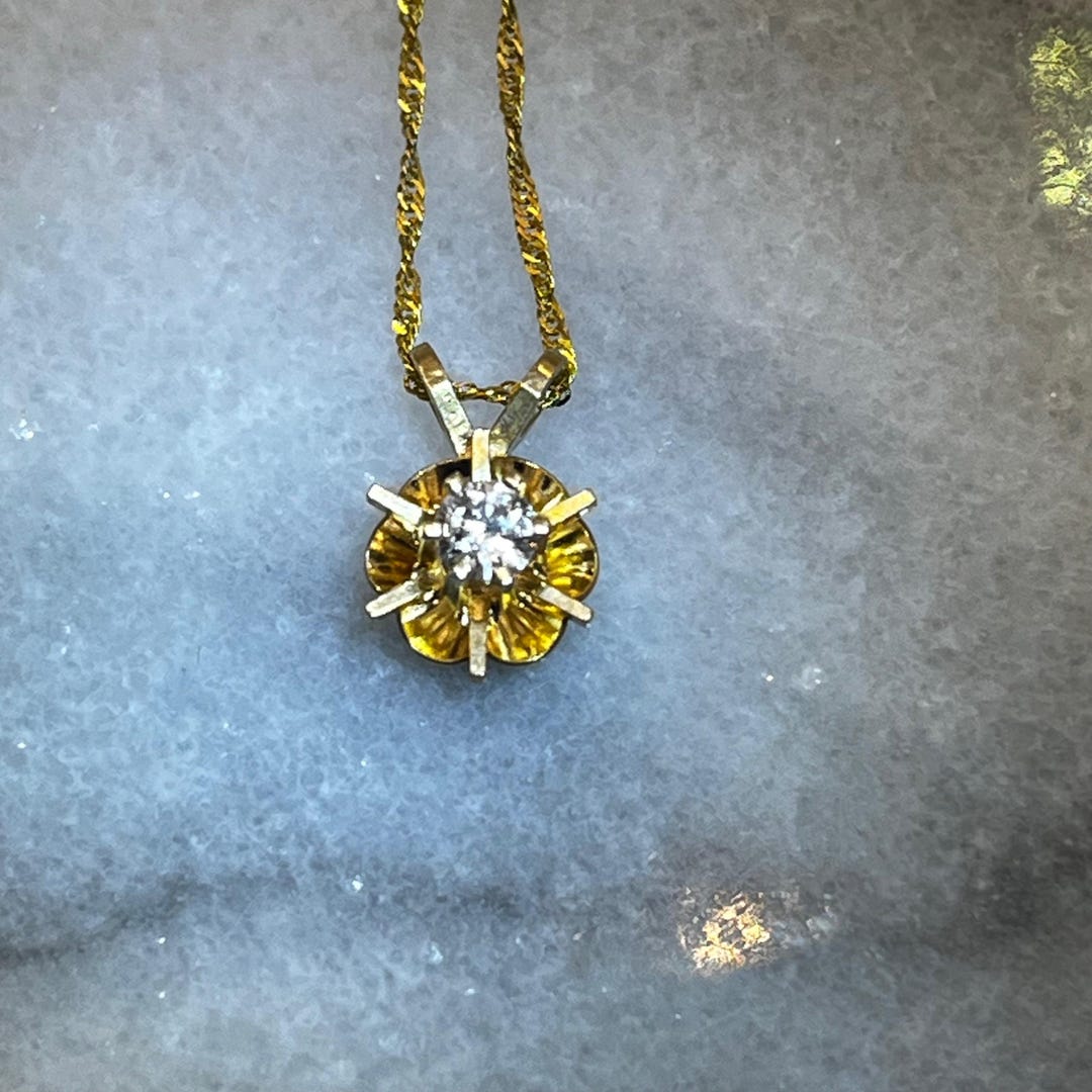 Vintage 14K Diamond Buttercup Pendant and Adjustable Necklace - Etsy