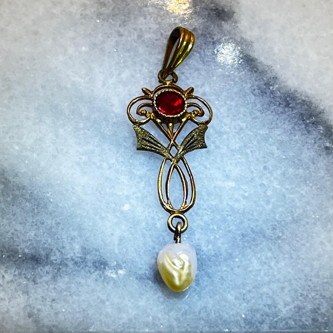 Antique 10K Victorian Lavalier Pendant With Pearl - Etsy