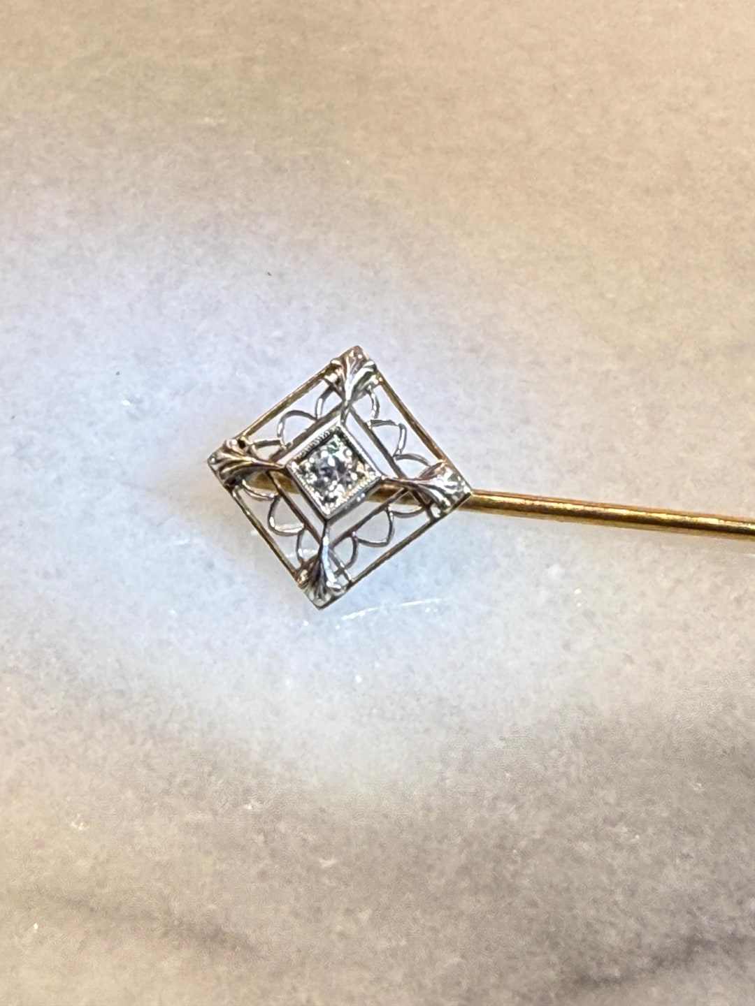Vintage 14K Diamond Art Deco Stick Pin by Krementz - Etsy