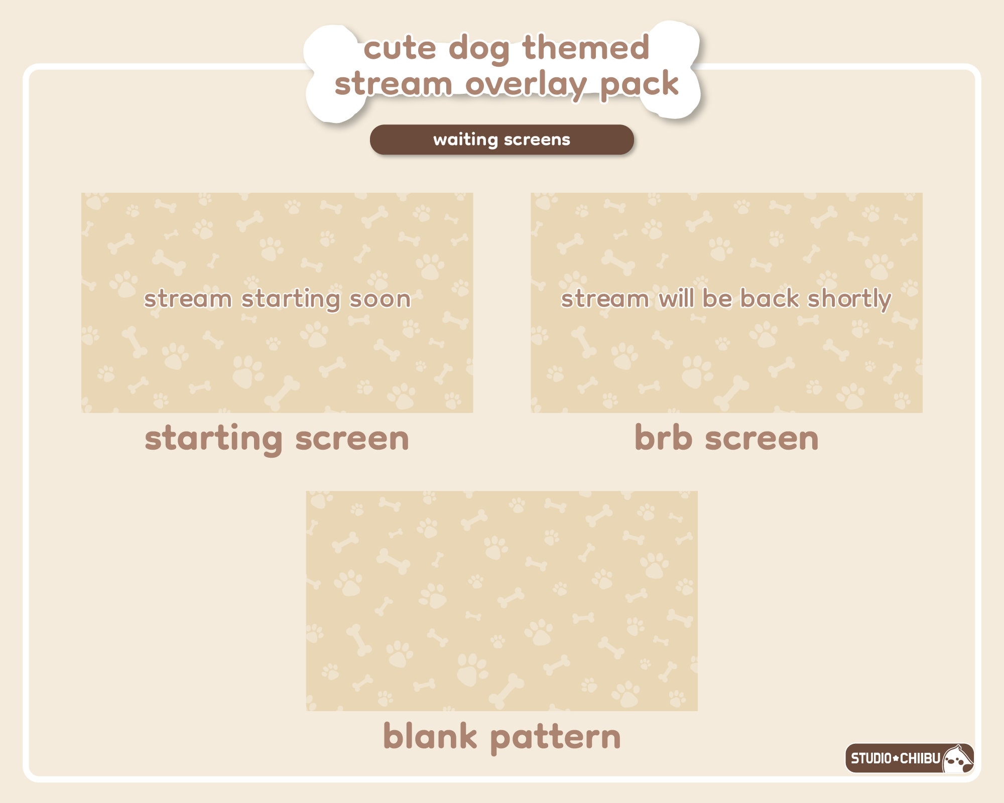 Cute Dog Themed Stream Overlay Pack beige - Etsy