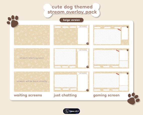 Cute Dog Themed Stream Overlay Pack beige | Etsy