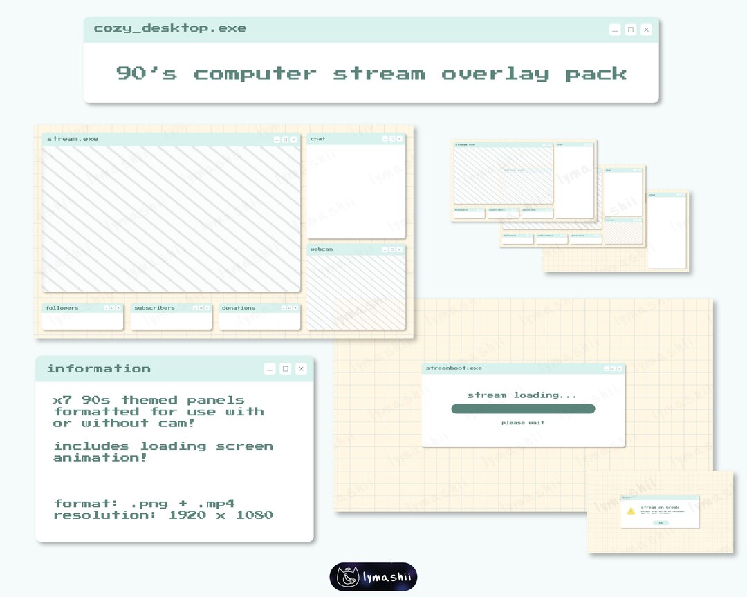90's Computer Stream Overlay Pack With Animated Starting Screen cozy ...
