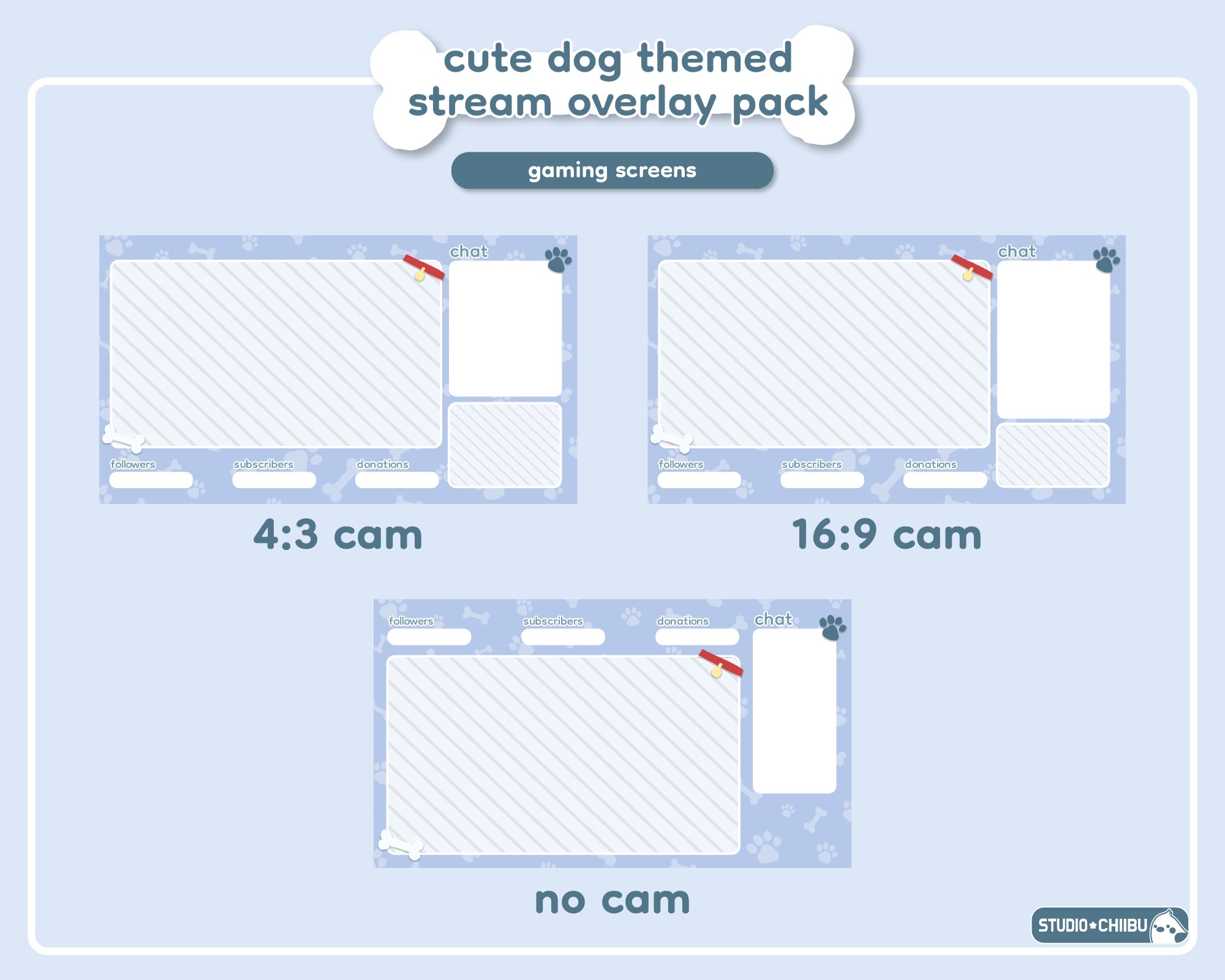 Cute Dog Themed Stream Overlay Pack blue - Etsy