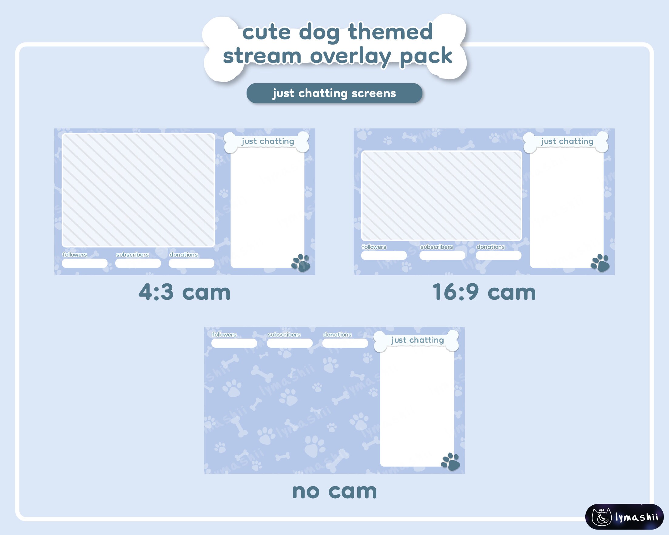 Cute Dog Themed Stream Overlay Pack blue - Etsy