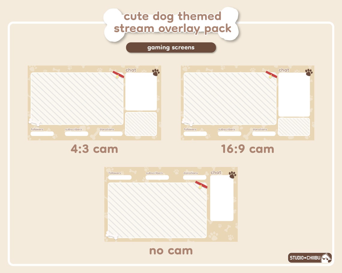 Cute Dog Themed Stream Overlay Pack beige - Etsy
