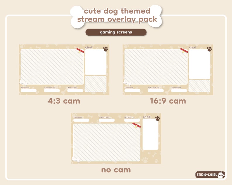 Cute Dog Themed Stream Overlay Pack beige - Etsy