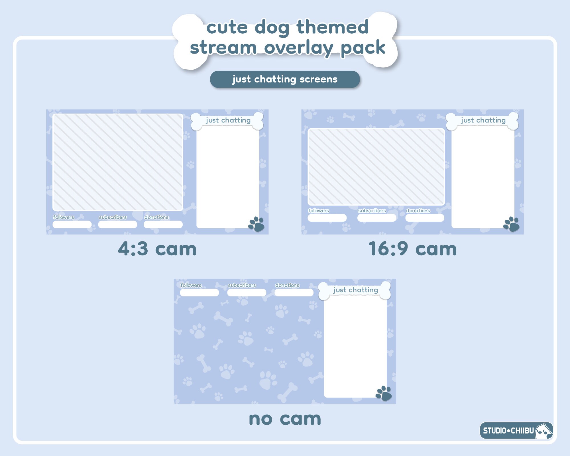 Cute Dog Themed Stream Overlay Pack blue - Etsy
