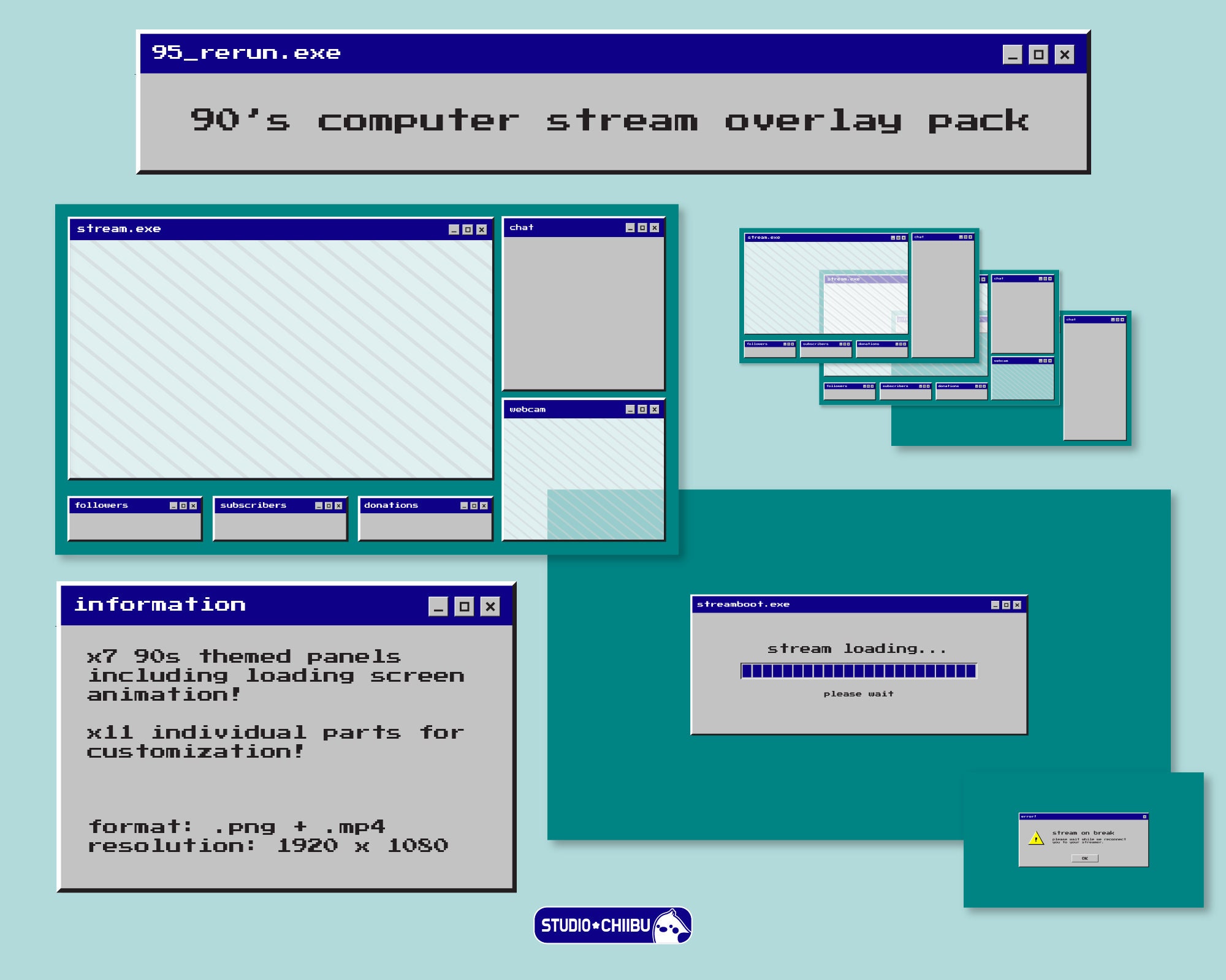 90's Computer Stream Overlay Pack With Animated Starting Screen '95 ...