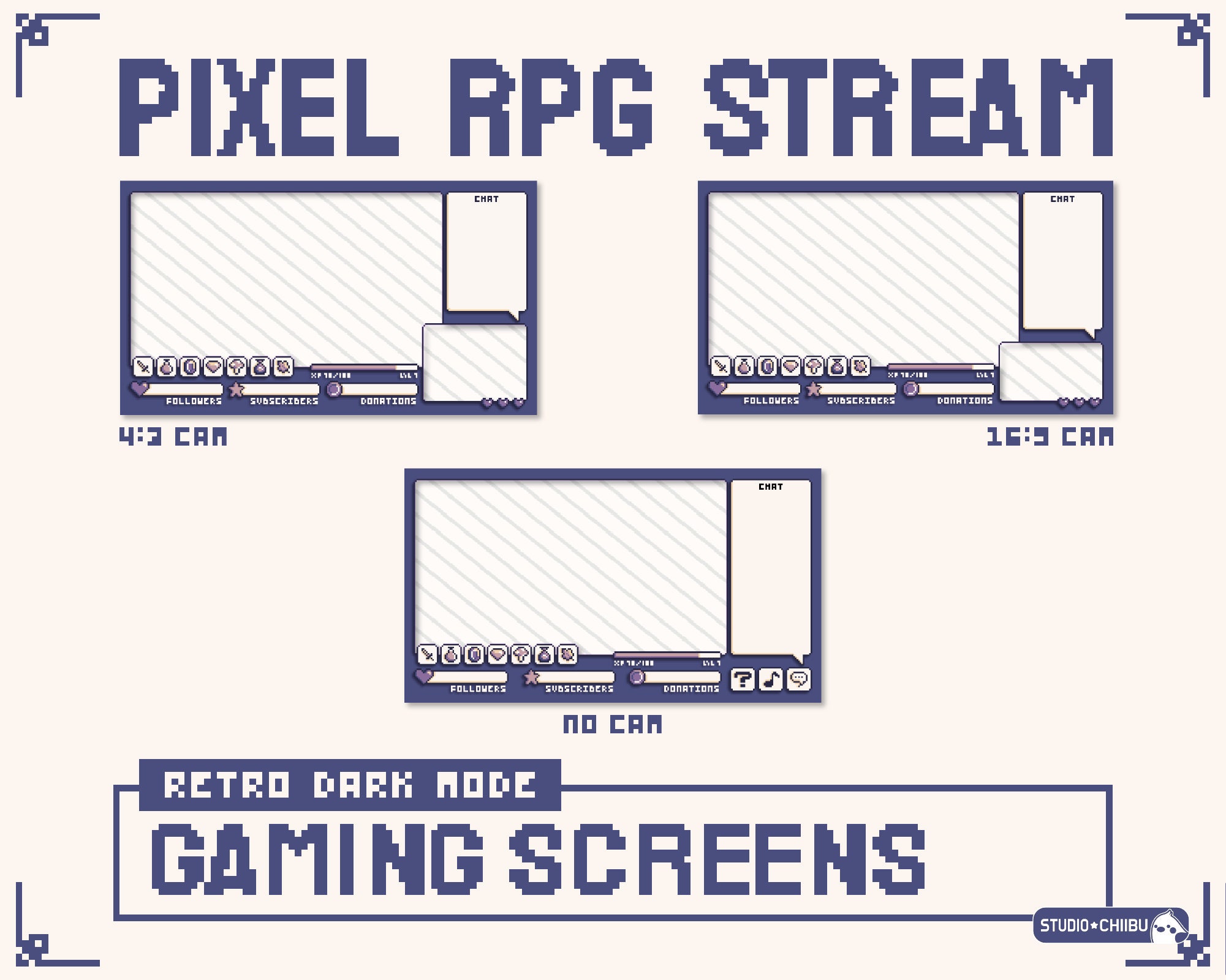 Pixel RPG Stream Overlay Pack retro Dark Mode - Etsy
