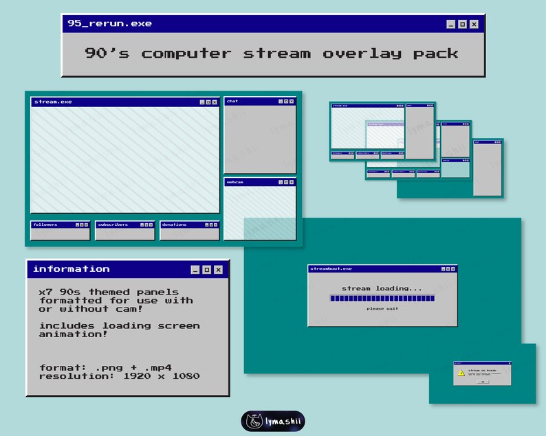 90's Computer Stream Overlay Pack With Animated Starting Screen '95 ...