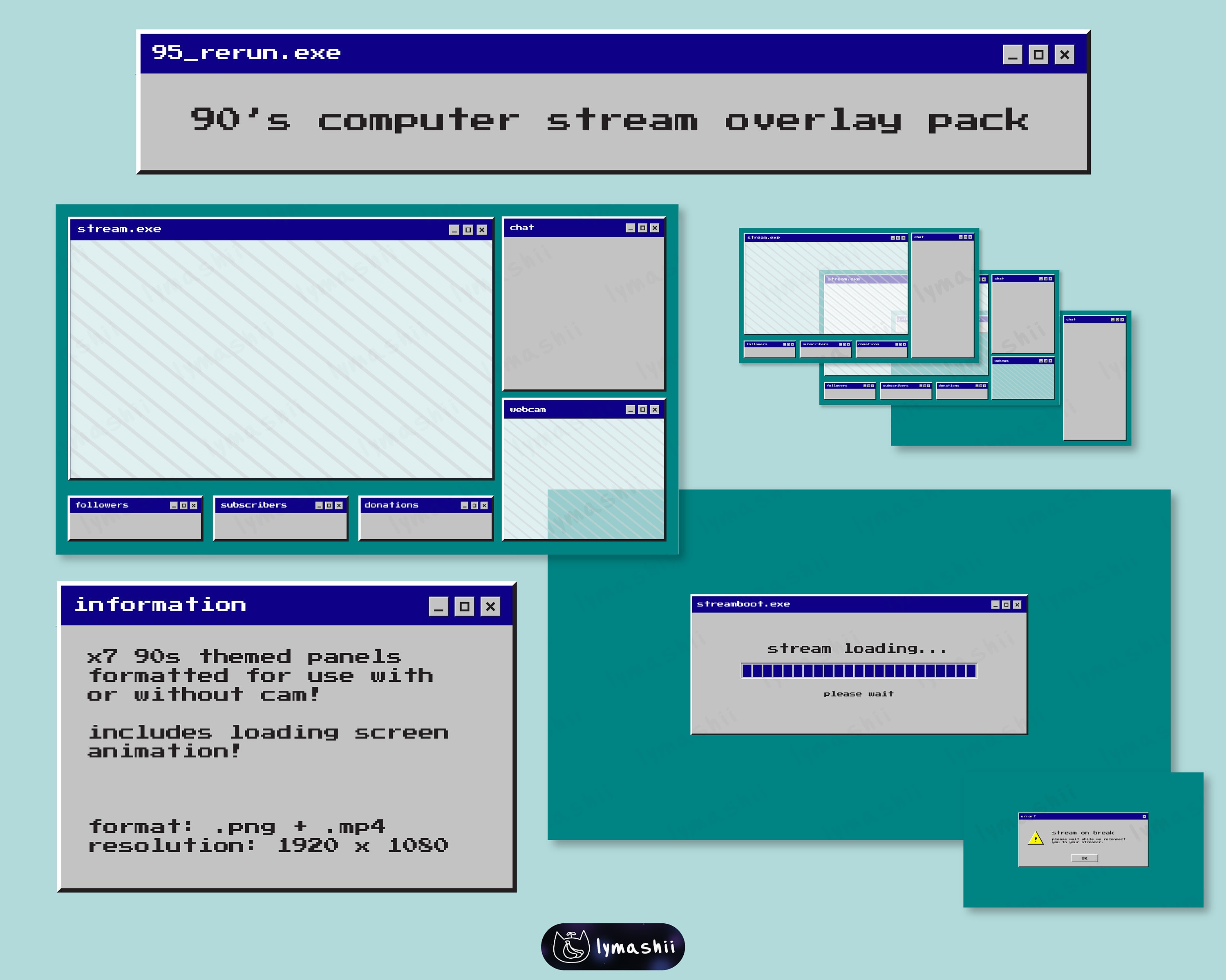 90's Computer Stream Overlay Pack With Animated Starting Screen '95 ...