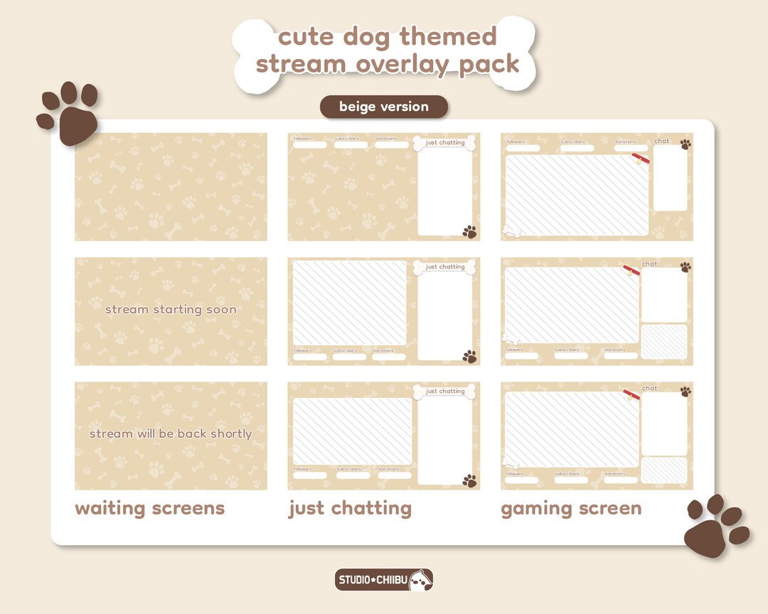 Cute Dog Themed Stream Overlay Pack beige - Etsy