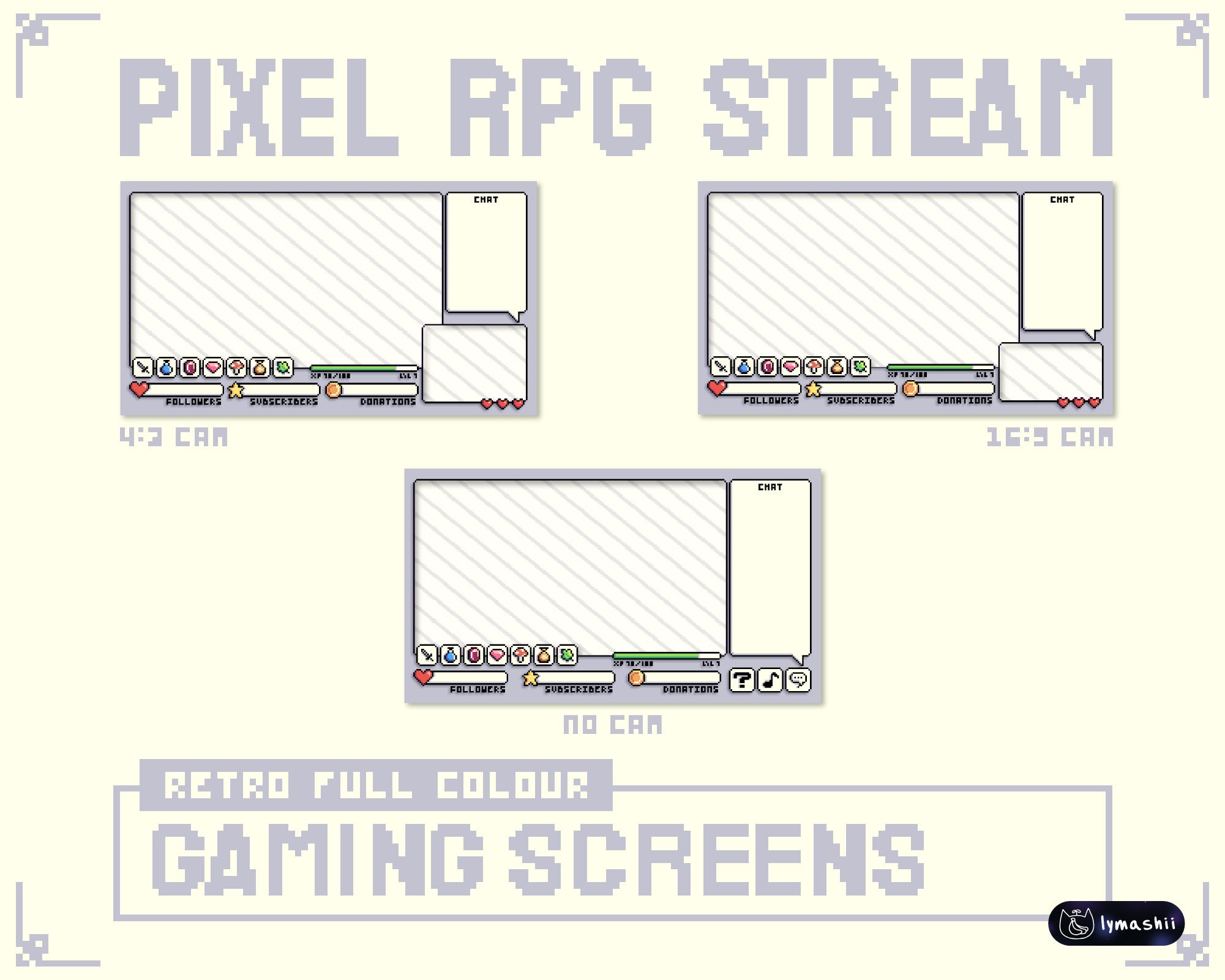 Pixel RPG Stream Overlay Pack retro Full Colour - Etsy