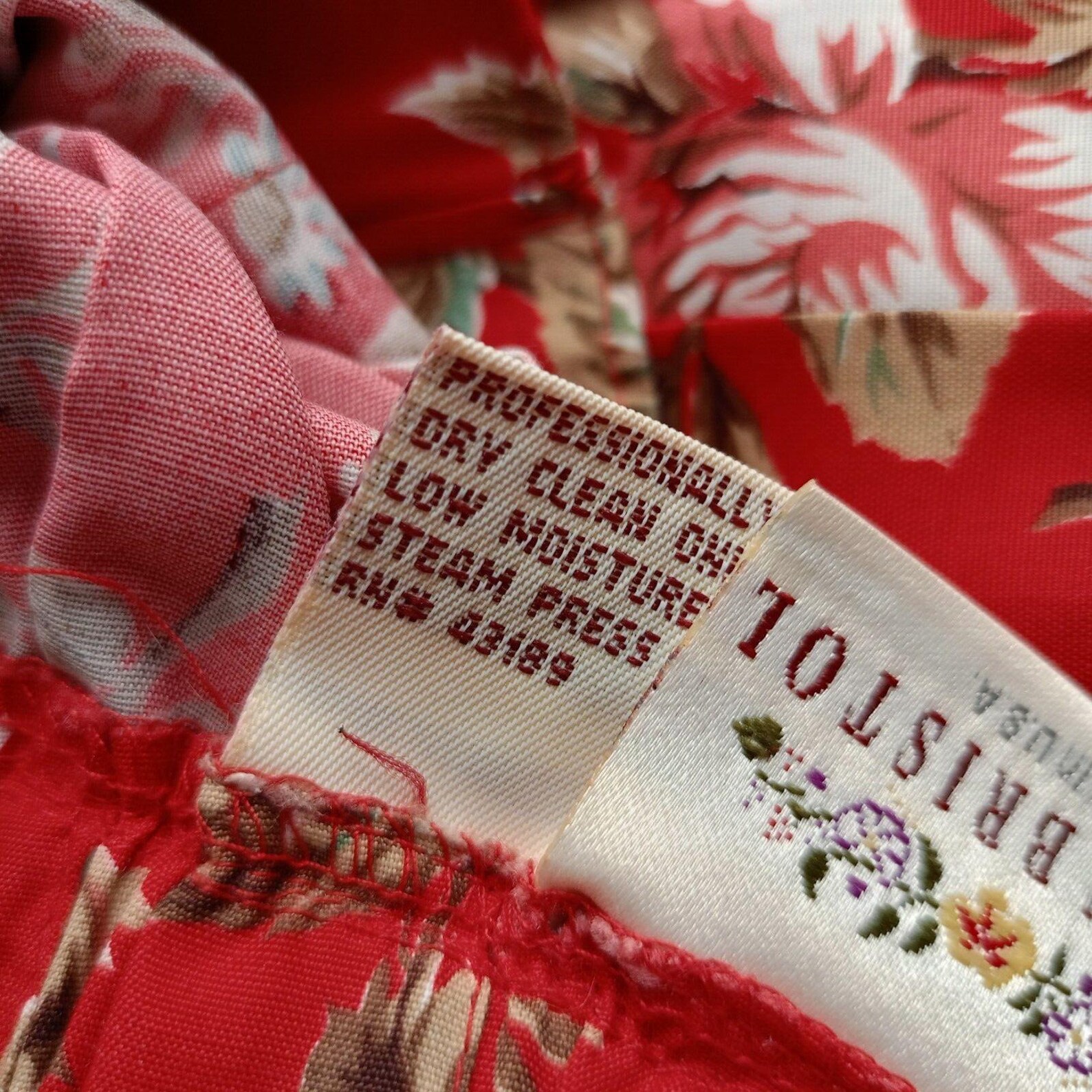 Vintage Susan Bristol Accordion Pleated 33" Skirt Floral Red USA Medium ...