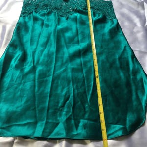 Vintage Dentelle Green Satin Lace Accent Chemise Nightie Lingerie Size ...