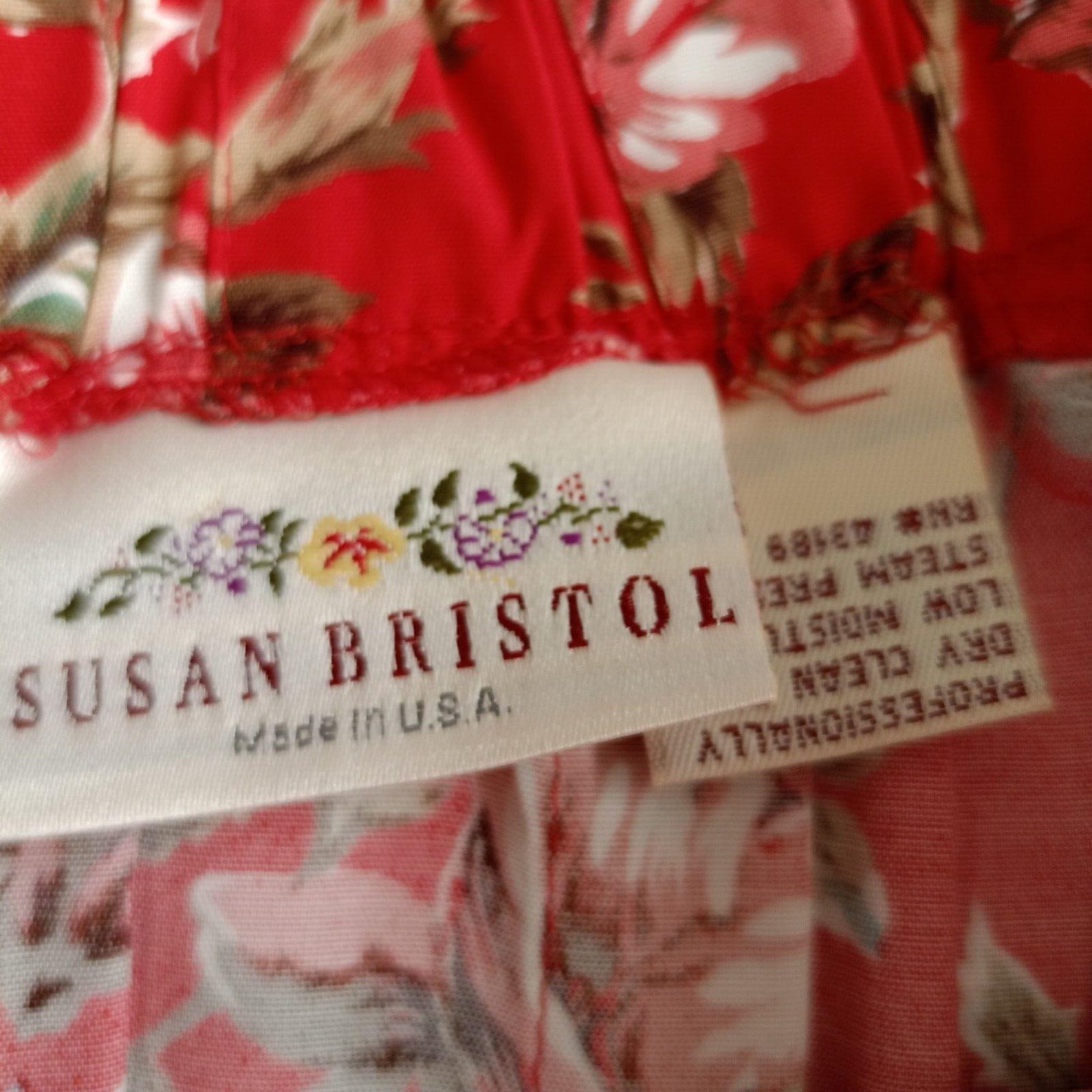 Vintage Susan Bristol Accordion Pleated 33" Skirt Floral Red USA Medium ...
