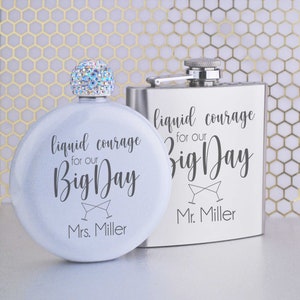 Engagement Gift for Couple, Big Day Flask Set, Wedding Day Gift for Him ...