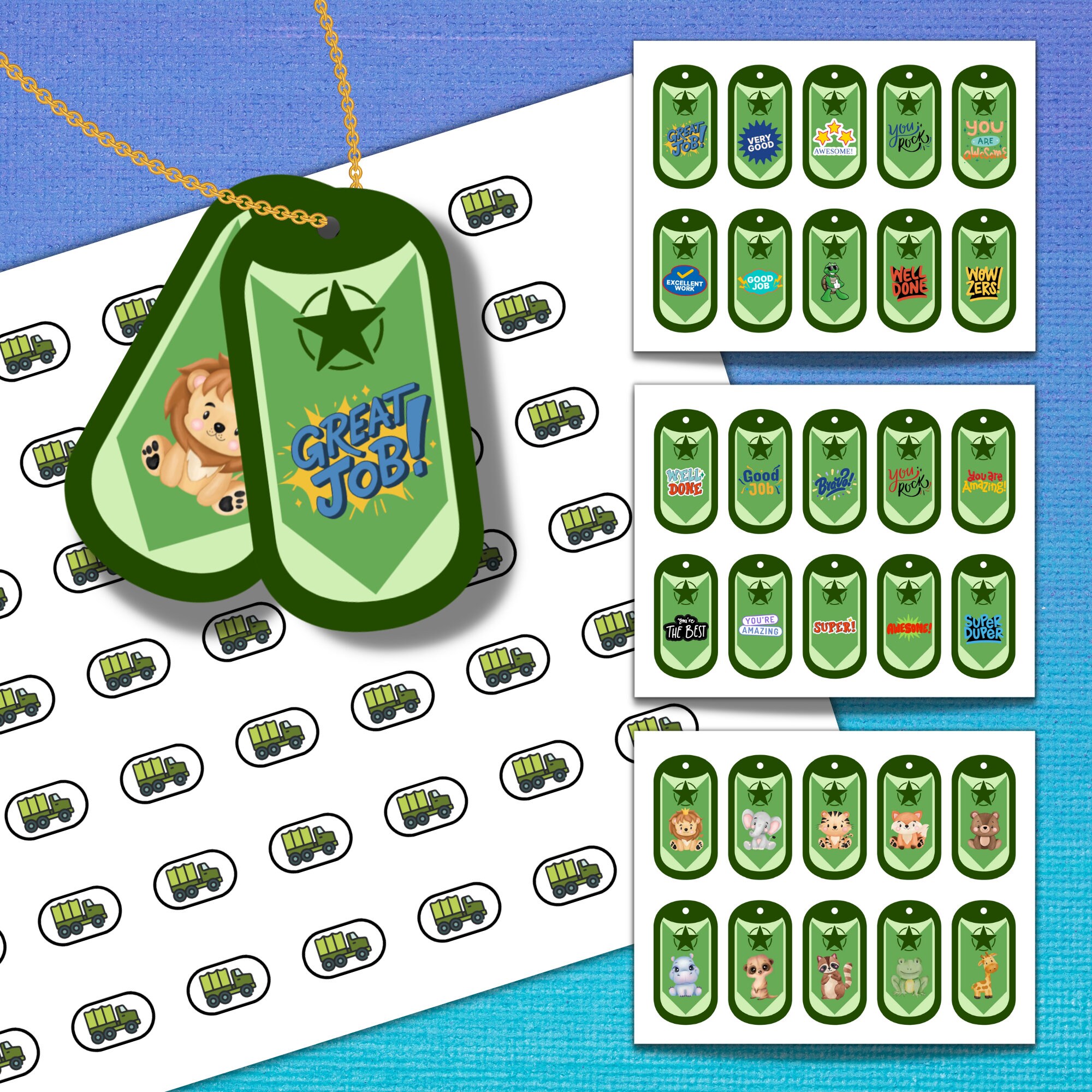 Behavior Chart With Army Truck Markers. Brag Tags Behavior Management ...